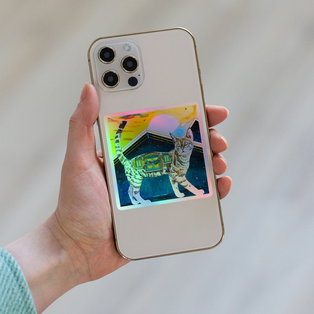 Holographic Housecat Sticker: Catwalk, the Spotted Tabby Cat – JENIE ...